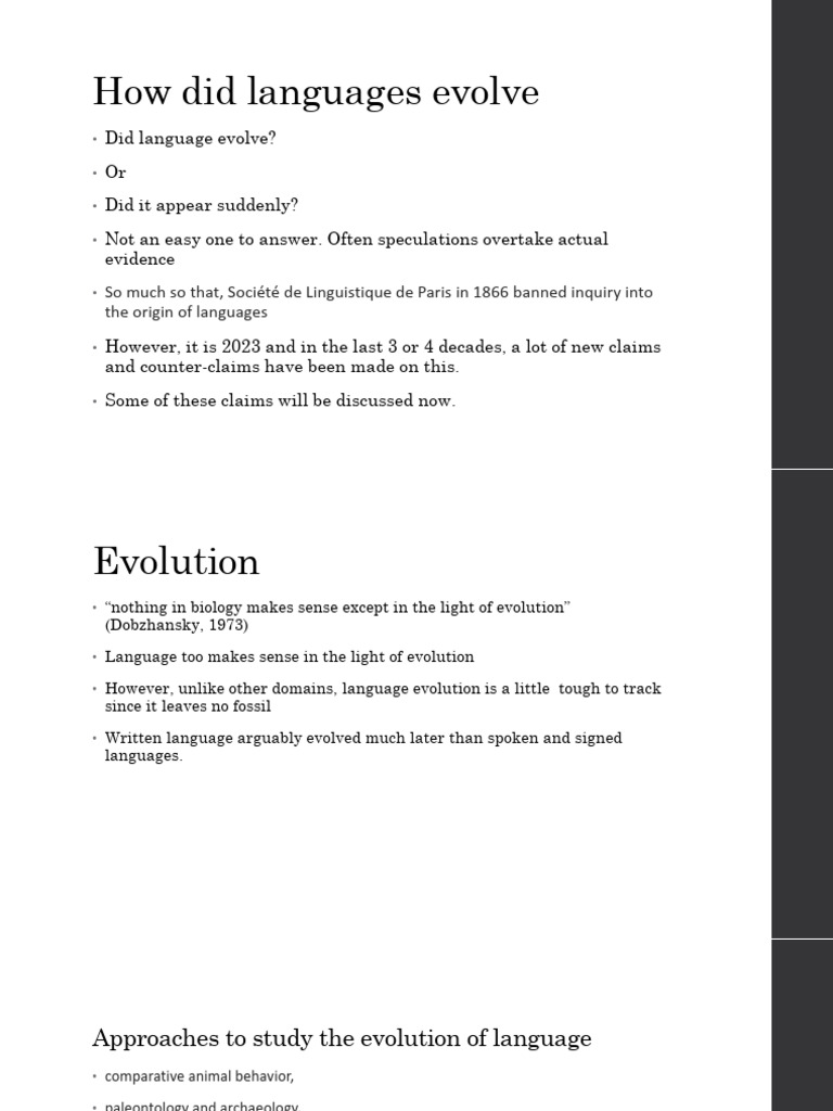 Evolution of Language - Final | PDF | Origin Of Language | Gesture