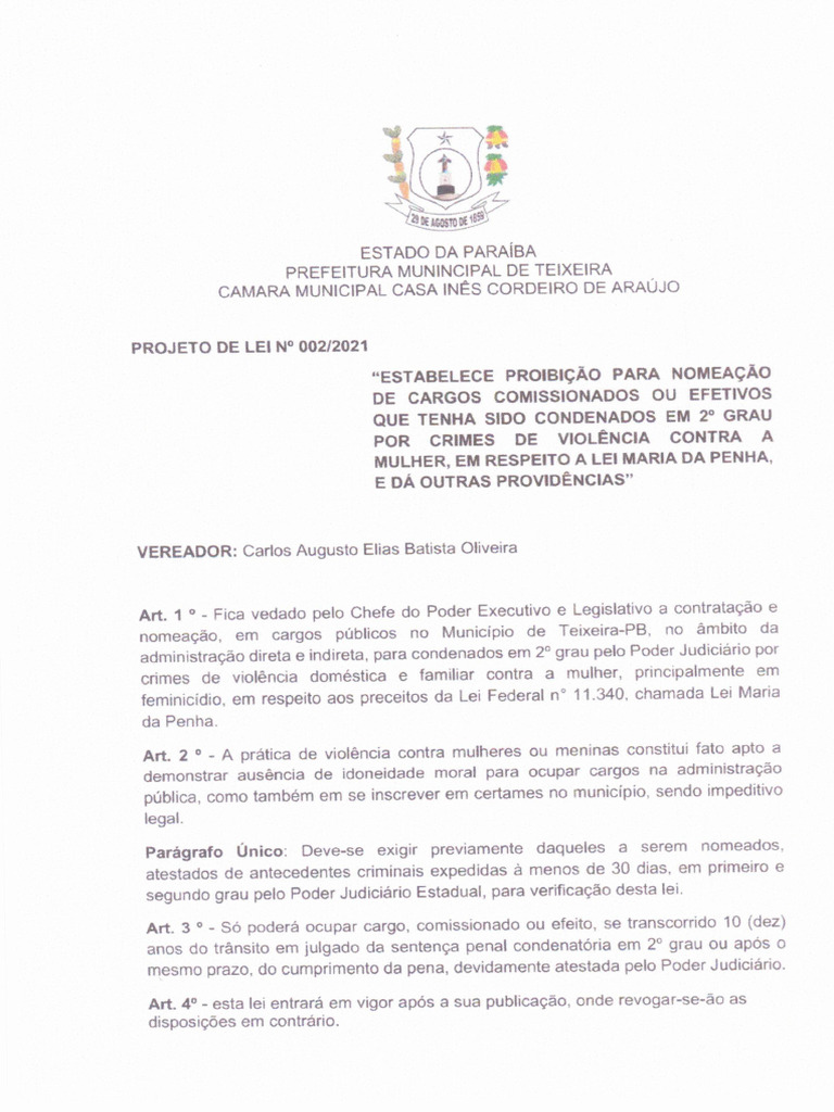 Projetos de Lei | PDF