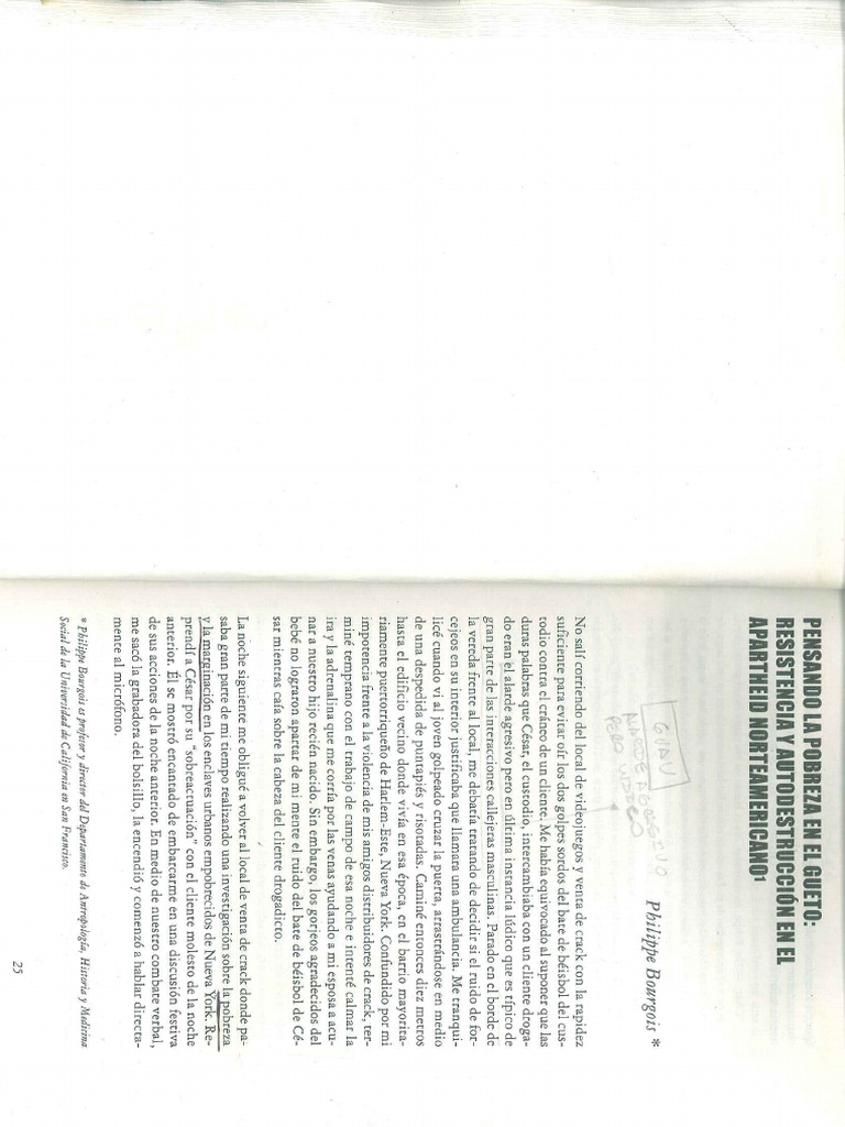 Bourgois, P. - Pensando La Violencia en El Gueto | PDF