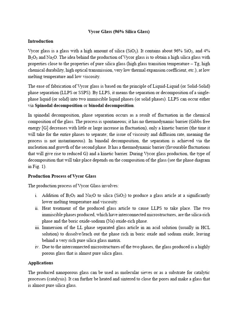 Note on Vycor glass | PDF | Glasses | Phase (Matter)