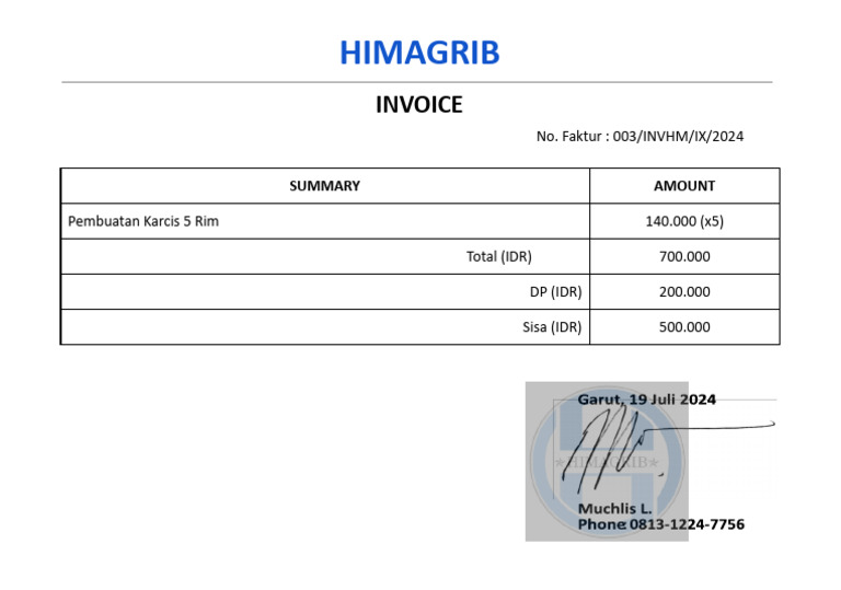 INVOICE - Percetakan | PDF