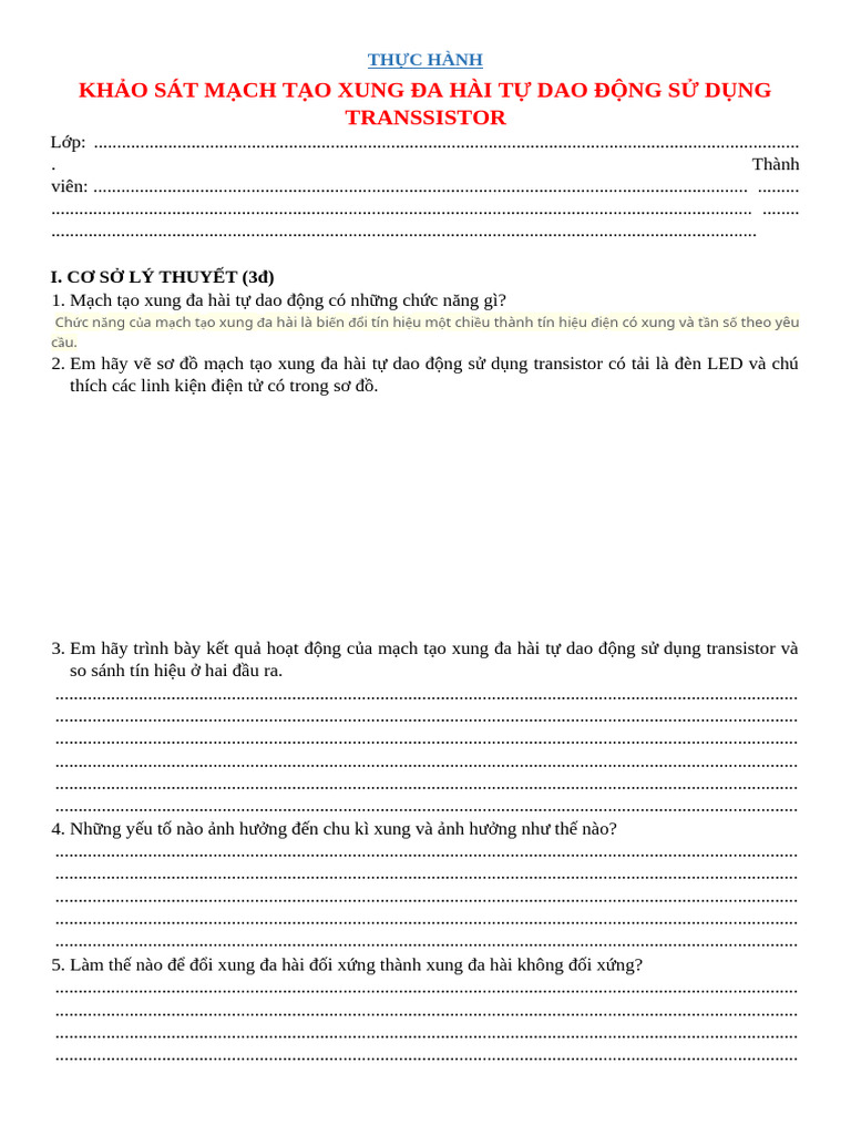 Báo Cáo TH C Hành KH o Sát M CH T o Xung Đa Hài T Dao Đ NG | PDF