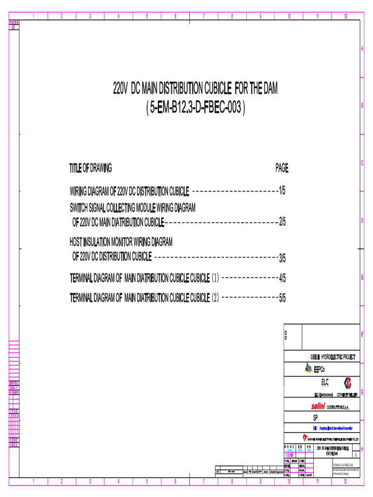 7-Em-B12.3-D-Fbec-003 A 220V DC Main Distribution Cubicle For The Dam | PDF
