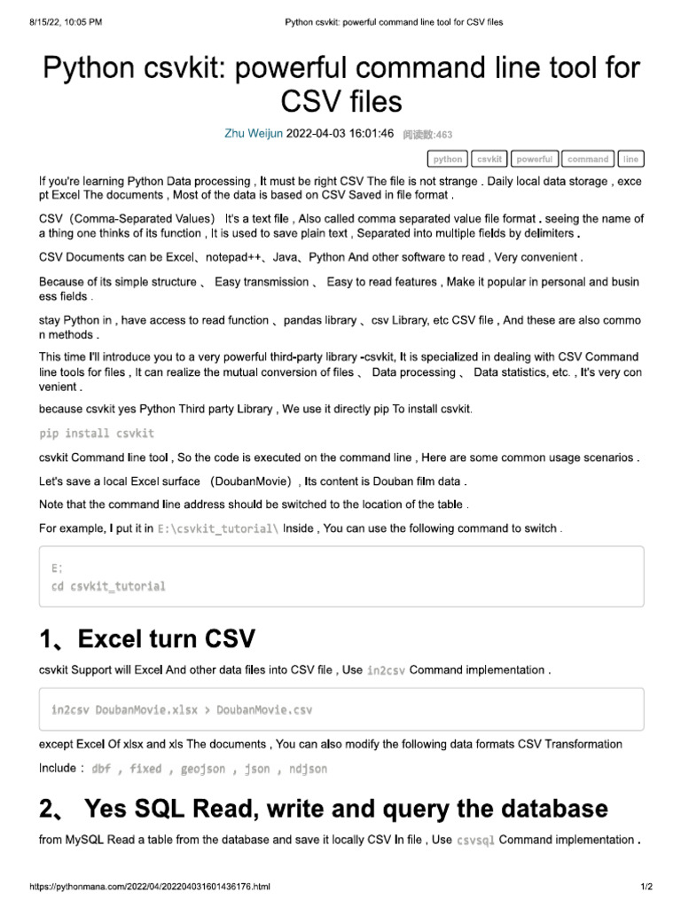 CSVKit | PDF CSVKit | PDF