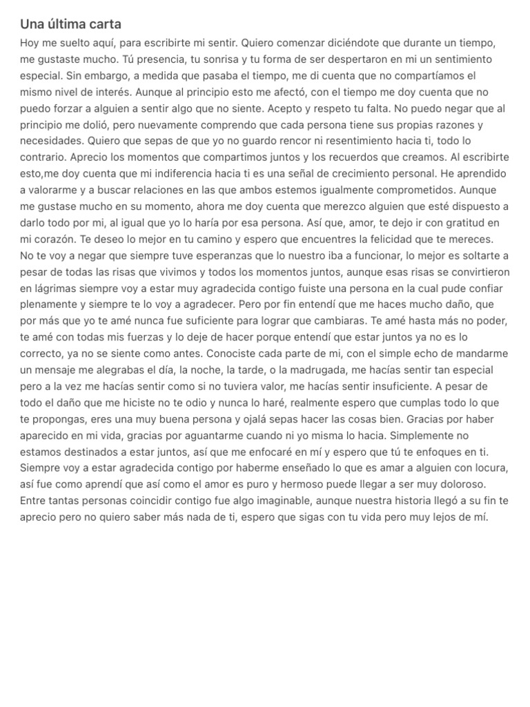 Última carta de amor y despedida | PDF | Amor