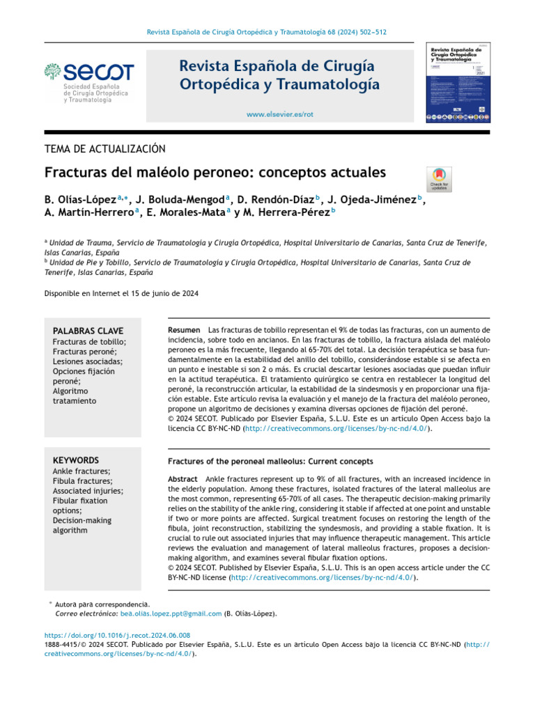 Fracturas del Maléolo Peroneo: Actualización | PDF | Tobillo | Sistema ...