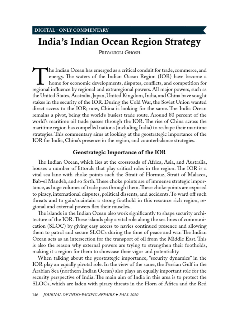 India's Strategy in the Indian Ocean | PDF | International Relations