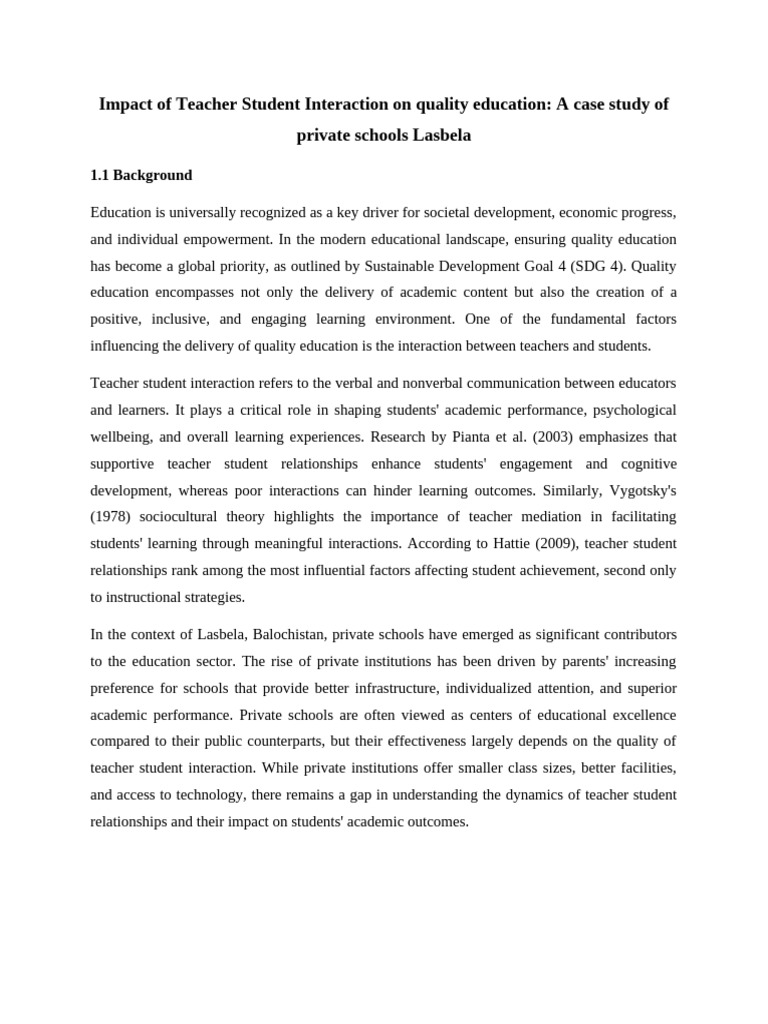 Teacher-Student Interaction in Lasbela Schools | PDF | Teachers ...