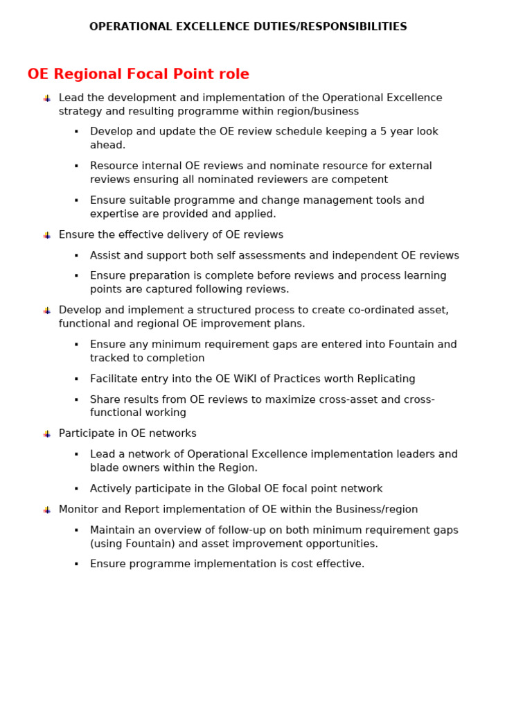 Operational Excellence Duties | PDF | Business