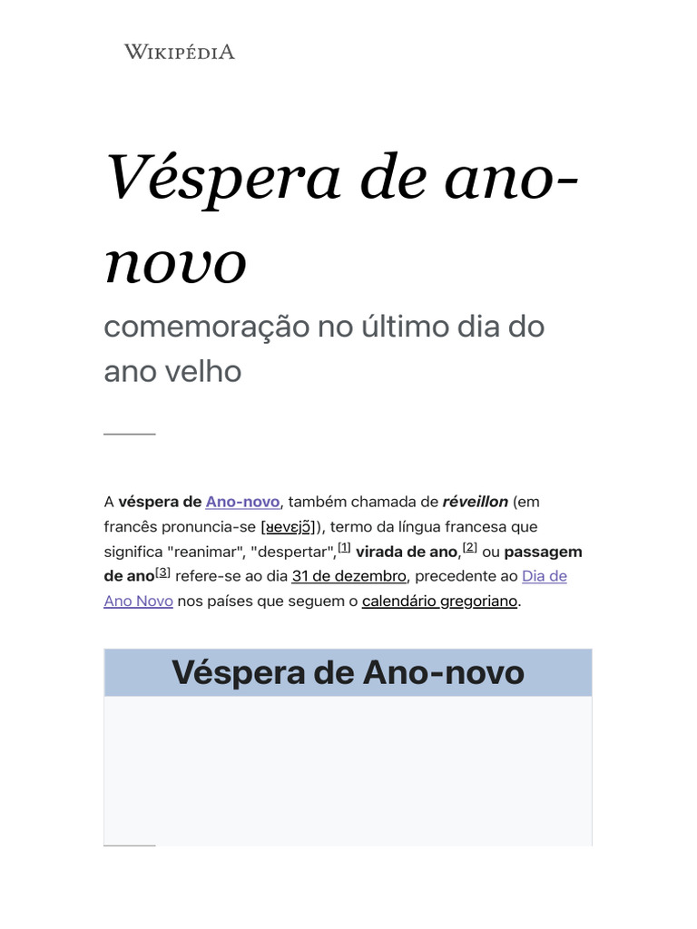 Véspera de Ano-Novo - Wikipédia, A Enciclopédia Livre | PDF | Feriados ...
