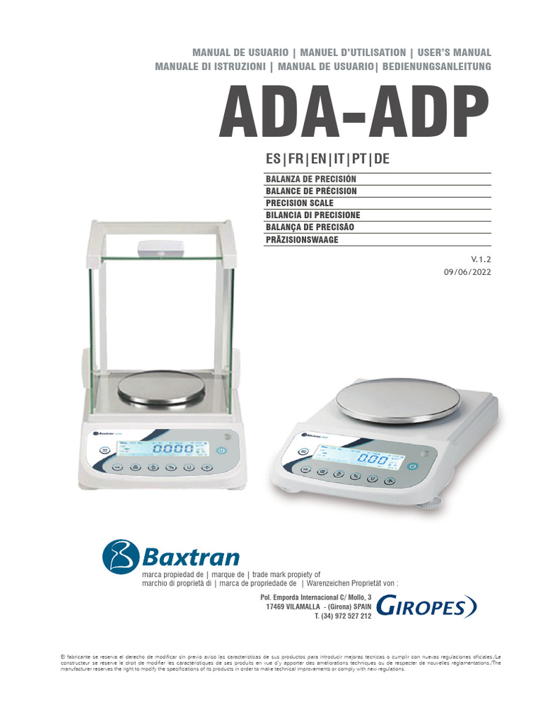 Ada Adp Es FR en It PT de v12 | PDF | Balanza | Metrología