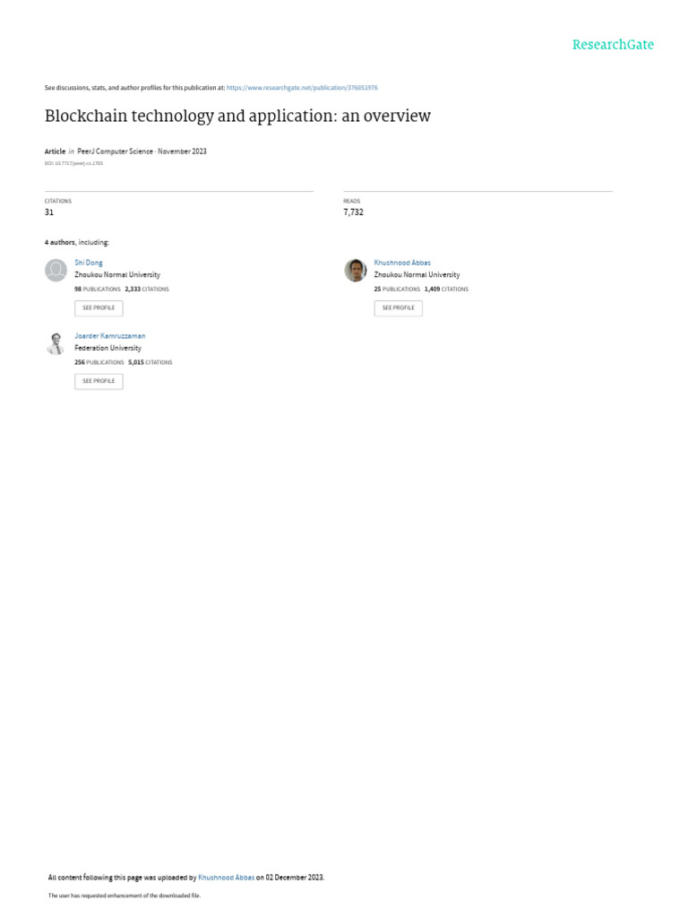 Blockchaintechnologyandapplicationanoverview | PDF | Public Key Cryptography | Peer To Peer