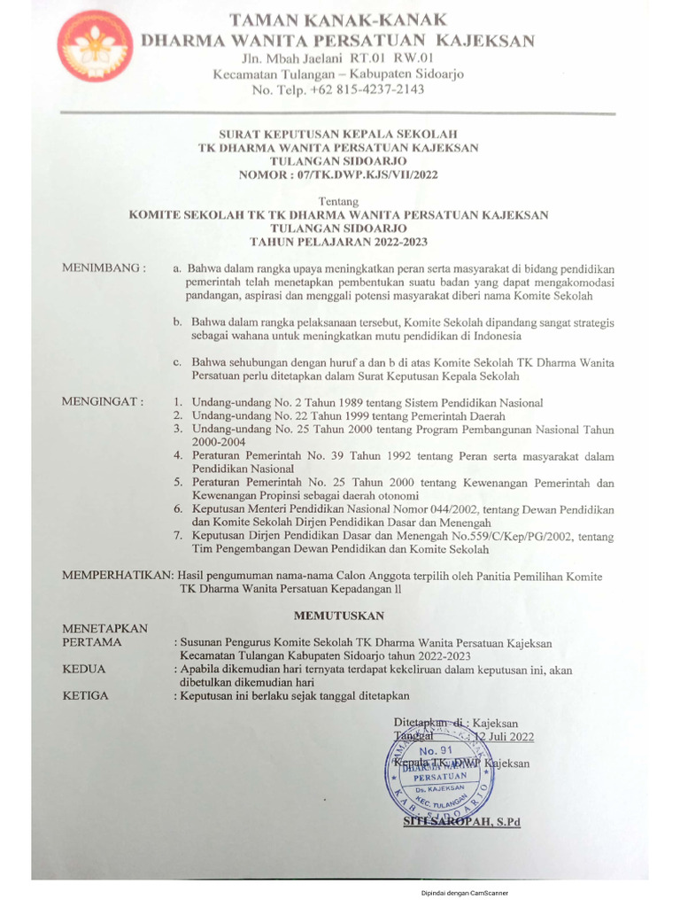 Contoh SK Komite | PDF