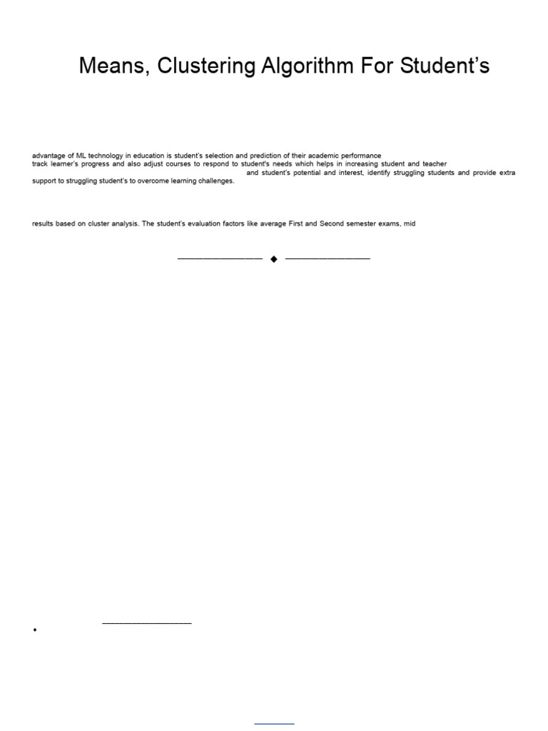 K Means Clustering Algorithm For Students Selection and Performance ...