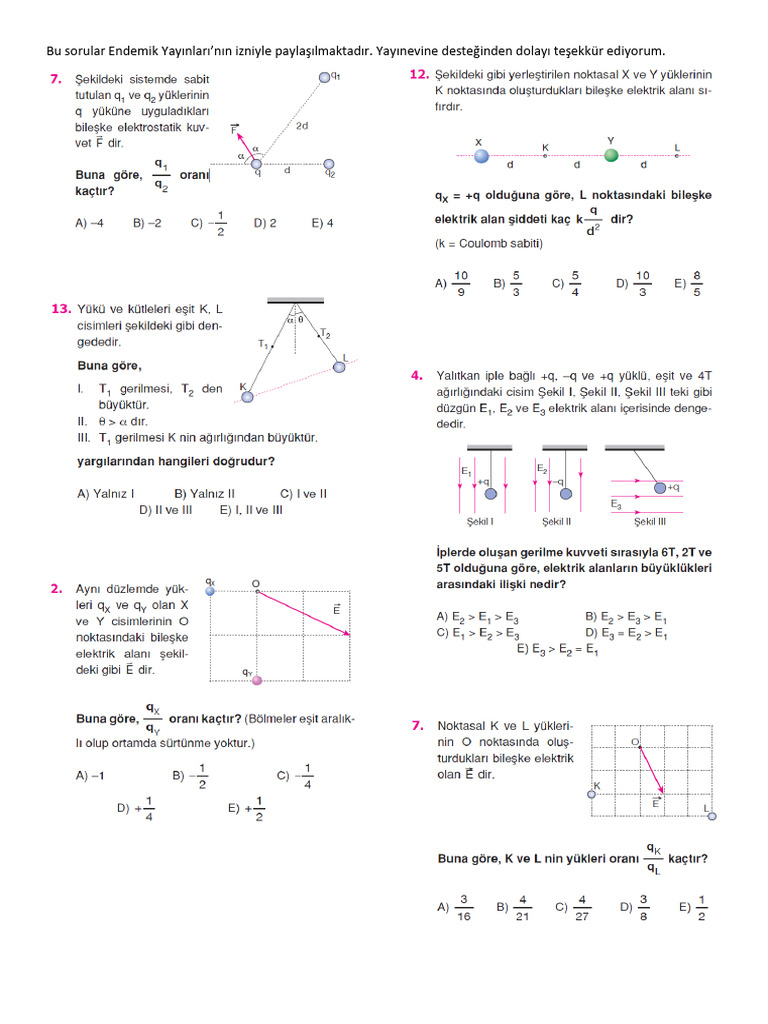 Elektriksel-Kuvvet-Elektrik-Alan-ve-Potansiyel | PDF