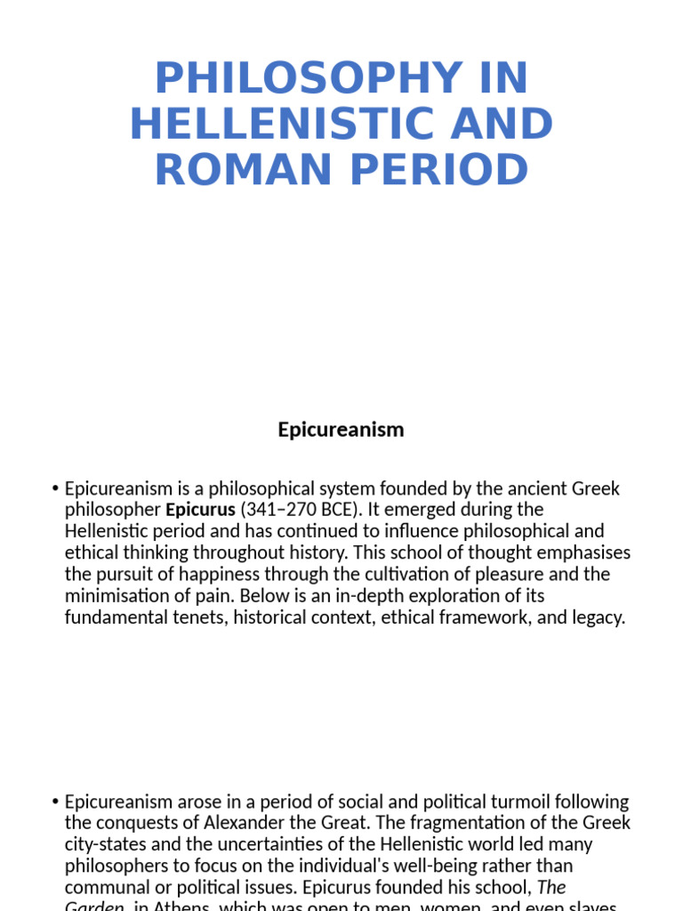 Hellenistic and Roman Philosophy | PDF | Neoplatonism | Stoicism