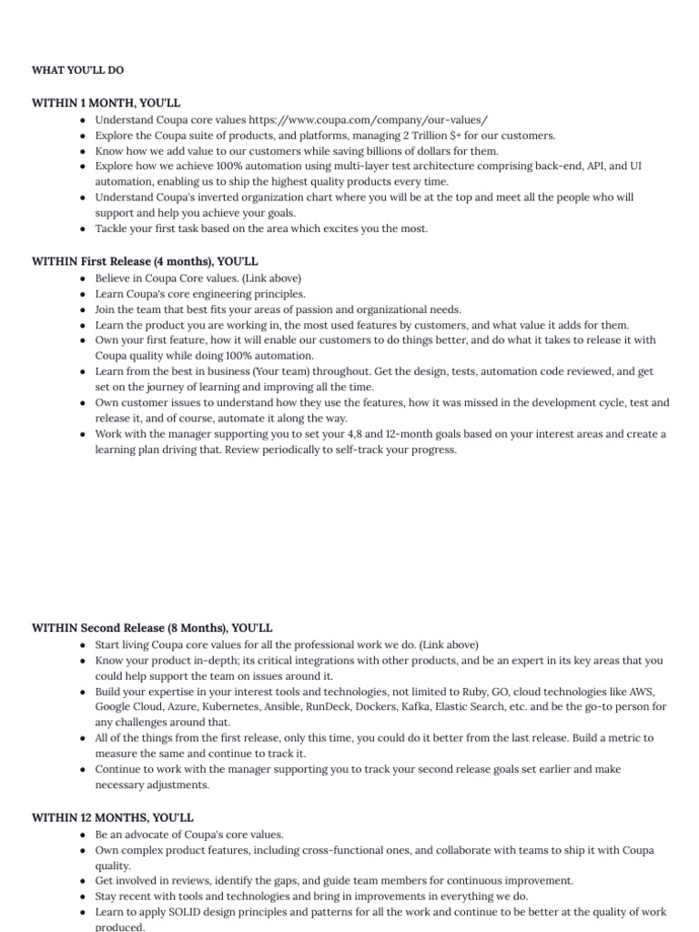 Coupa_JD - Software Engineer in Test | PDF | Business | Information ...