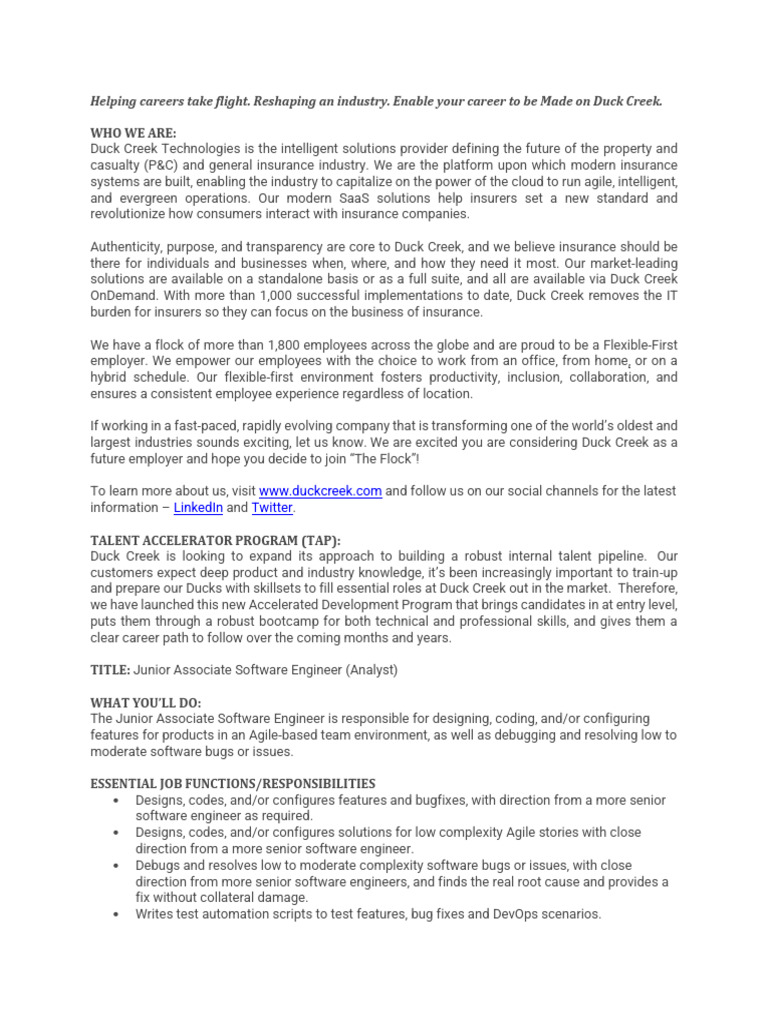 DC - Junior Associate Software Engineer - TAP | PDF | Software Engineering | Software