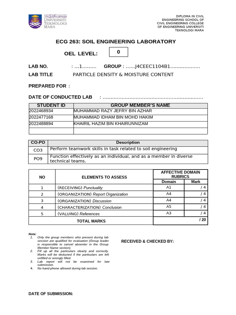 lab ecg 263 (1) | PDF | Density | Metrology