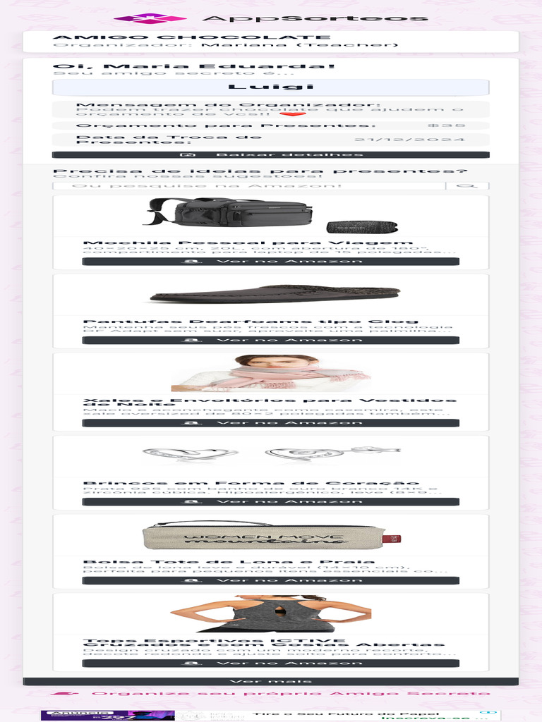 AppSorteos - Descubra Seu Amigo Secreto | PDF