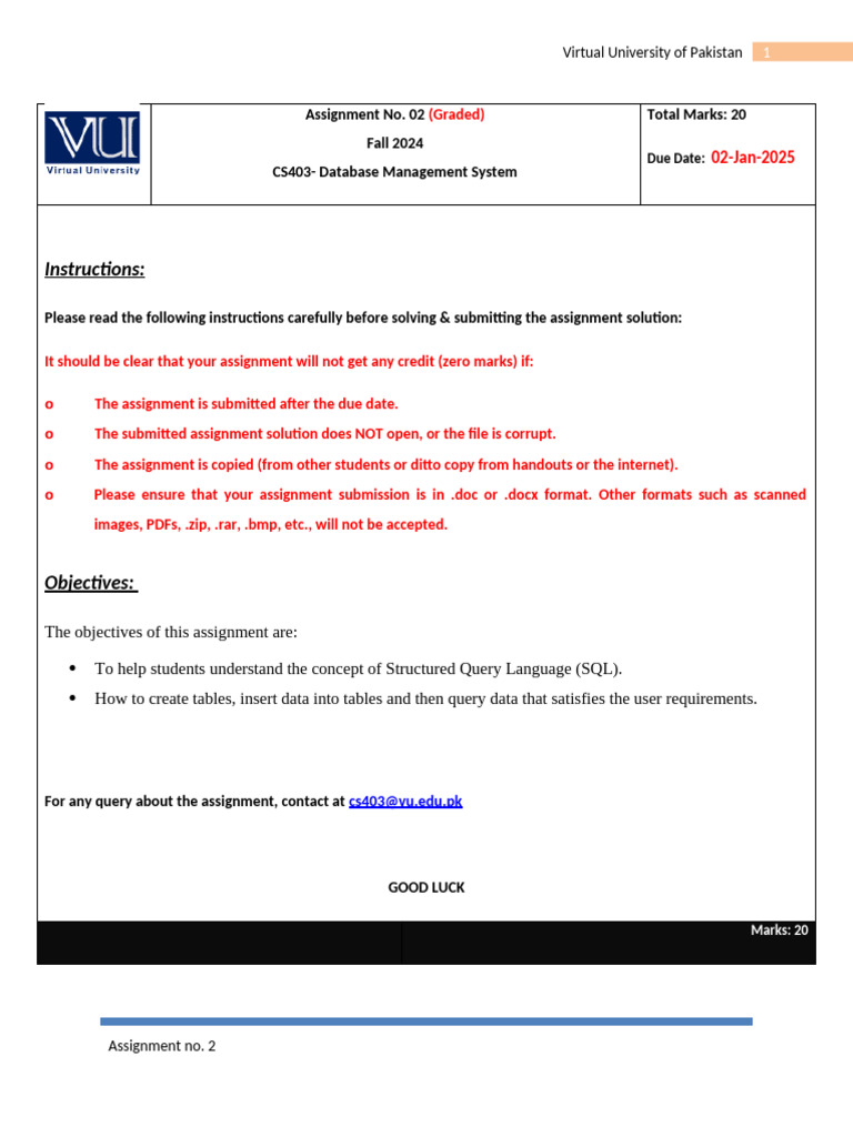Fall 2024_CS403_2 | PDF | Databases | Sql Fall 2024_CS403_2 | PDF | Databases | Sql