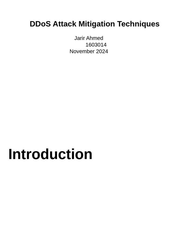 DDOS Attack Mitigation Techniques | PDF | Denial Of Service Attack ...