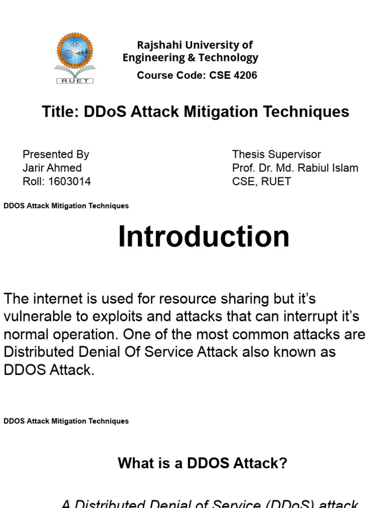 DDOS Attack Mitigation Techniques - 2nd - Seminar - CSE4206 | PDF ...