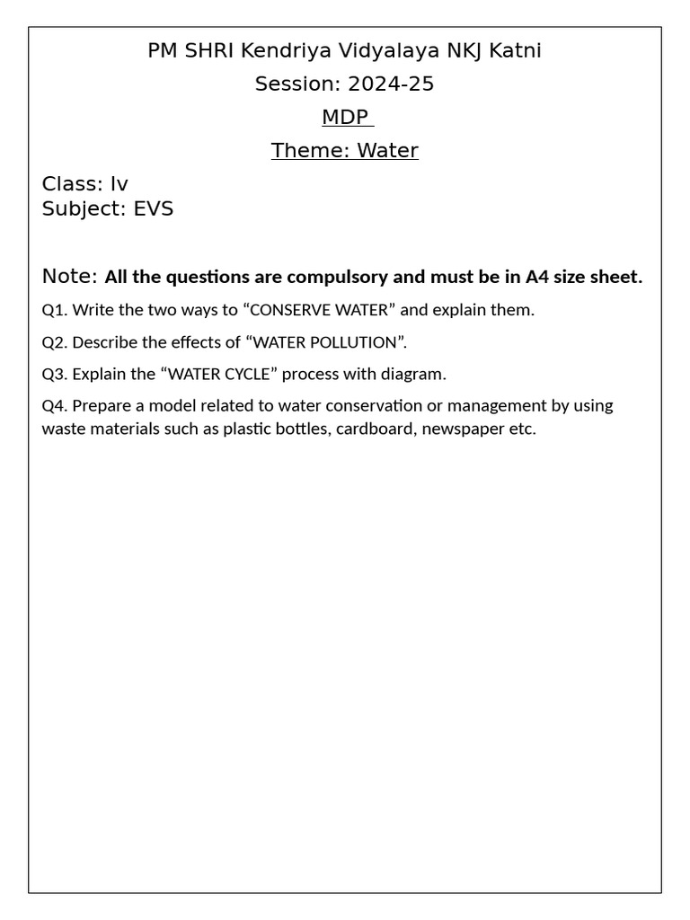 MDP On Water Evs Class 4 | PDF