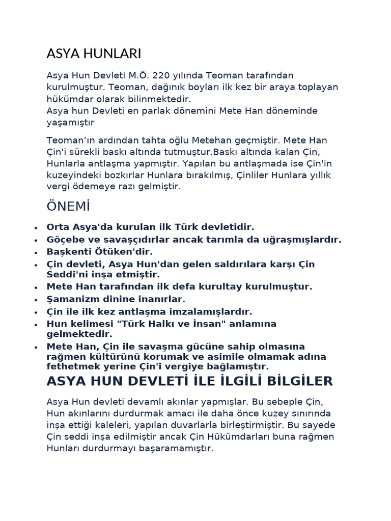 Asya Hunlari | PDF