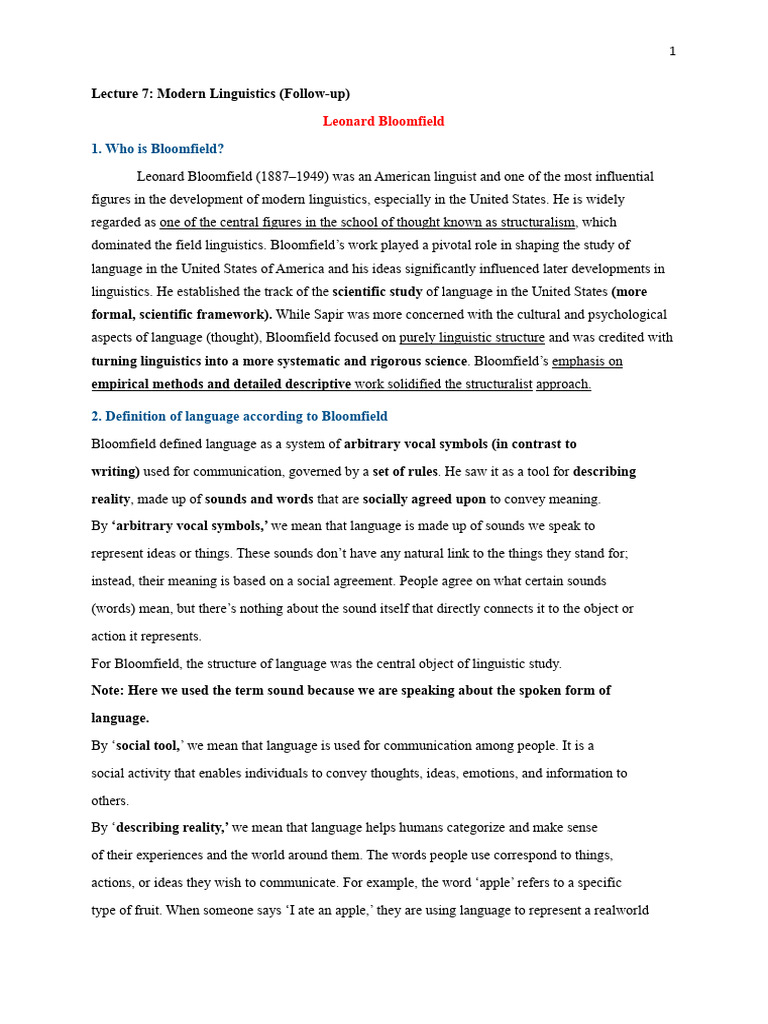 1733913794743_BLOOMFIELD lesson (follow up) | PDF | Linguistics | Word