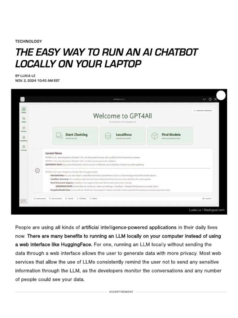 The Easy Way to Run an AI Chatbot Locally on Your Laptop | PDF