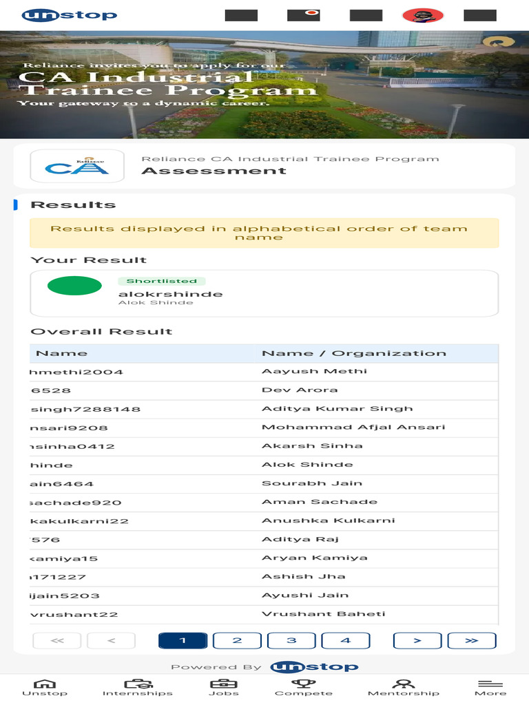 Results Declared for Reliance CA Industrial Trainee Program ...
