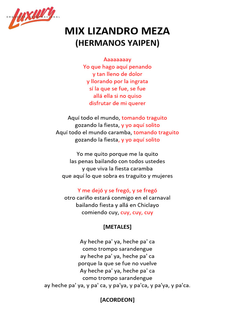 Mix Lizandro Meza - Letra | PDF