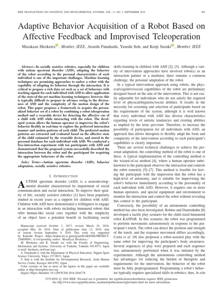 Adaptive Behavior Acquisition of A Robot Based On Affective Feedback and Improvised ...
