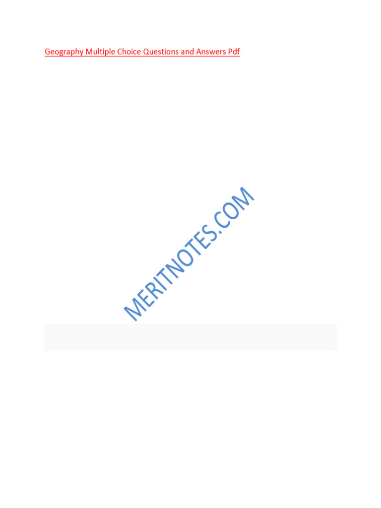 Geography Multiple Choice Questions | PDF