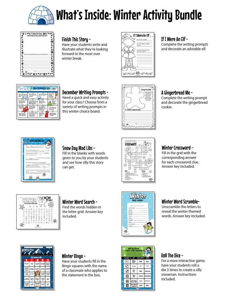 Winter Activity Bundle | PDF | Christmas | Adjective