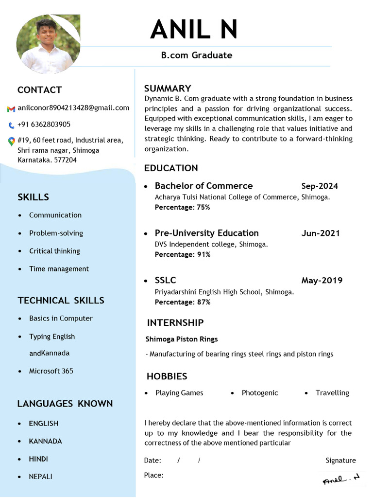 Anil N Resume | PDF