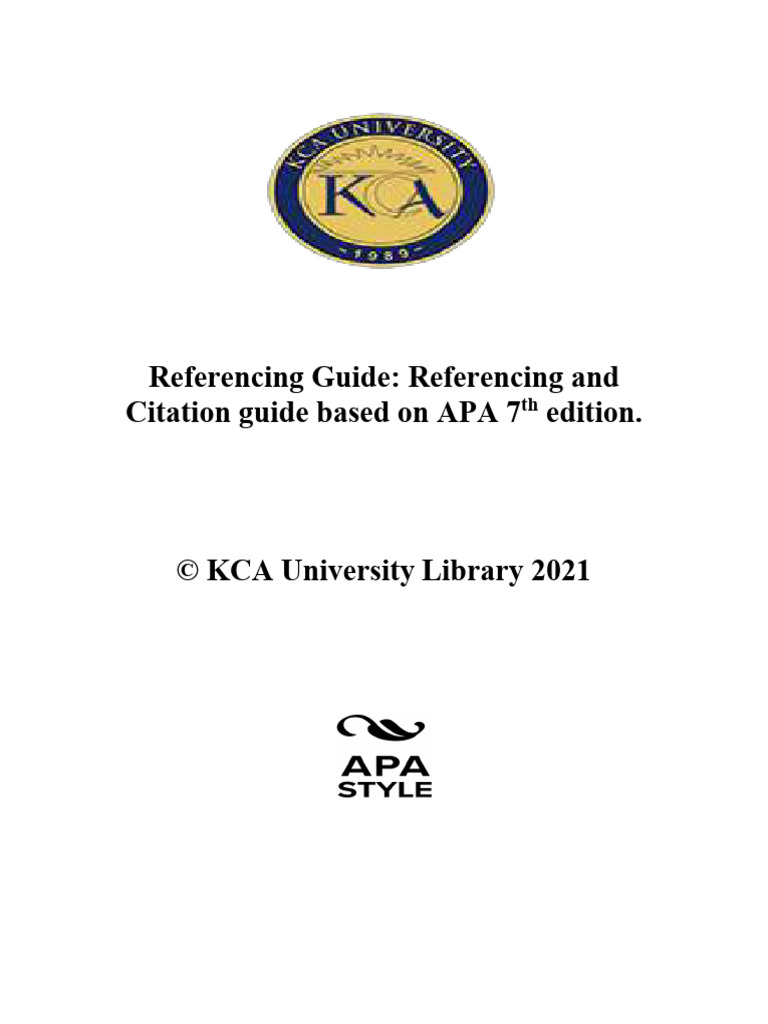 APA Referencing 7th edition (1) | PDF | Citation | Apa Style