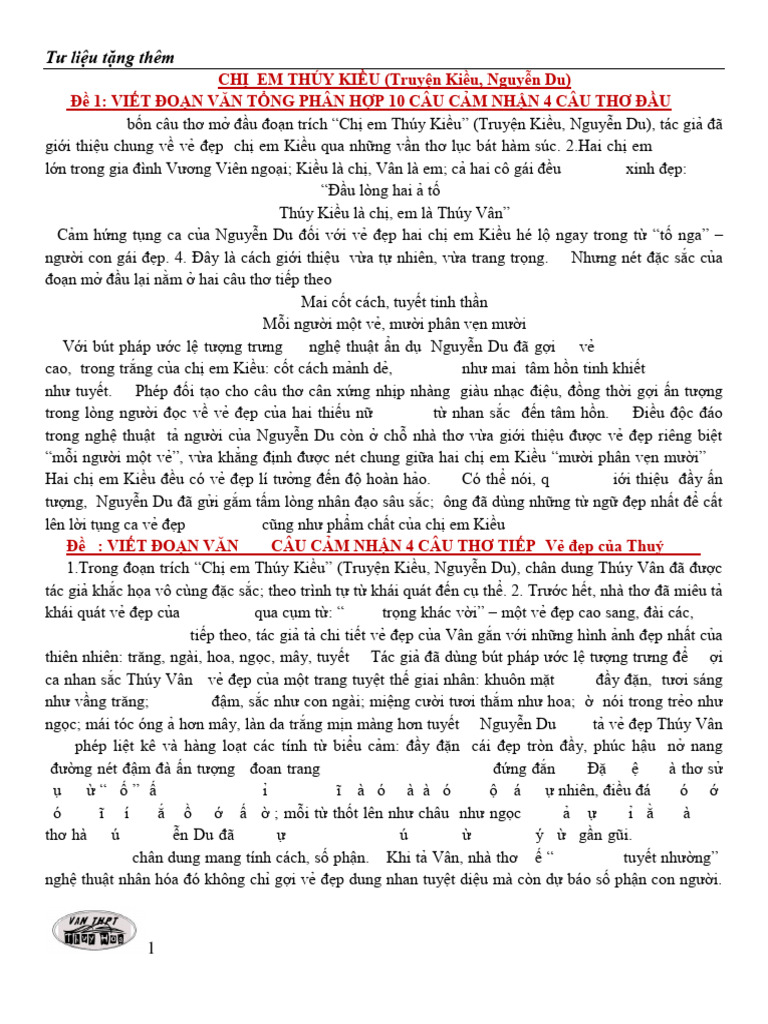 CHỊ EM THUY KIEU -de doan van 2022 | PDF