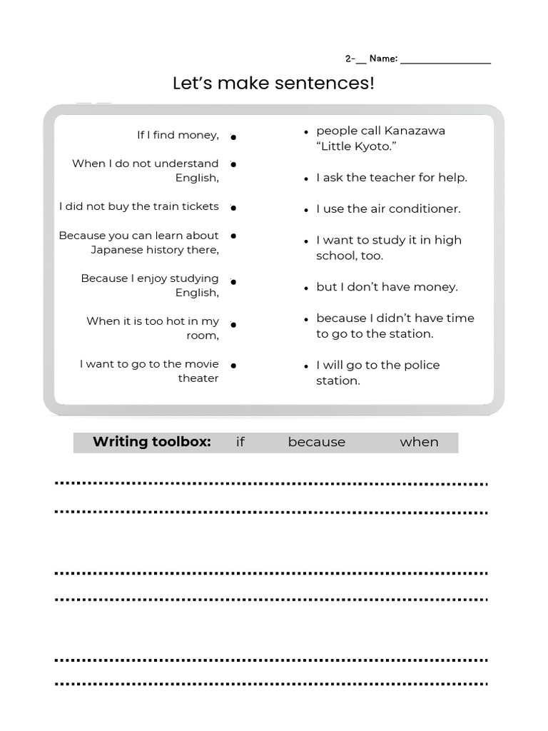 24 - If When Because Worksheet | PDF