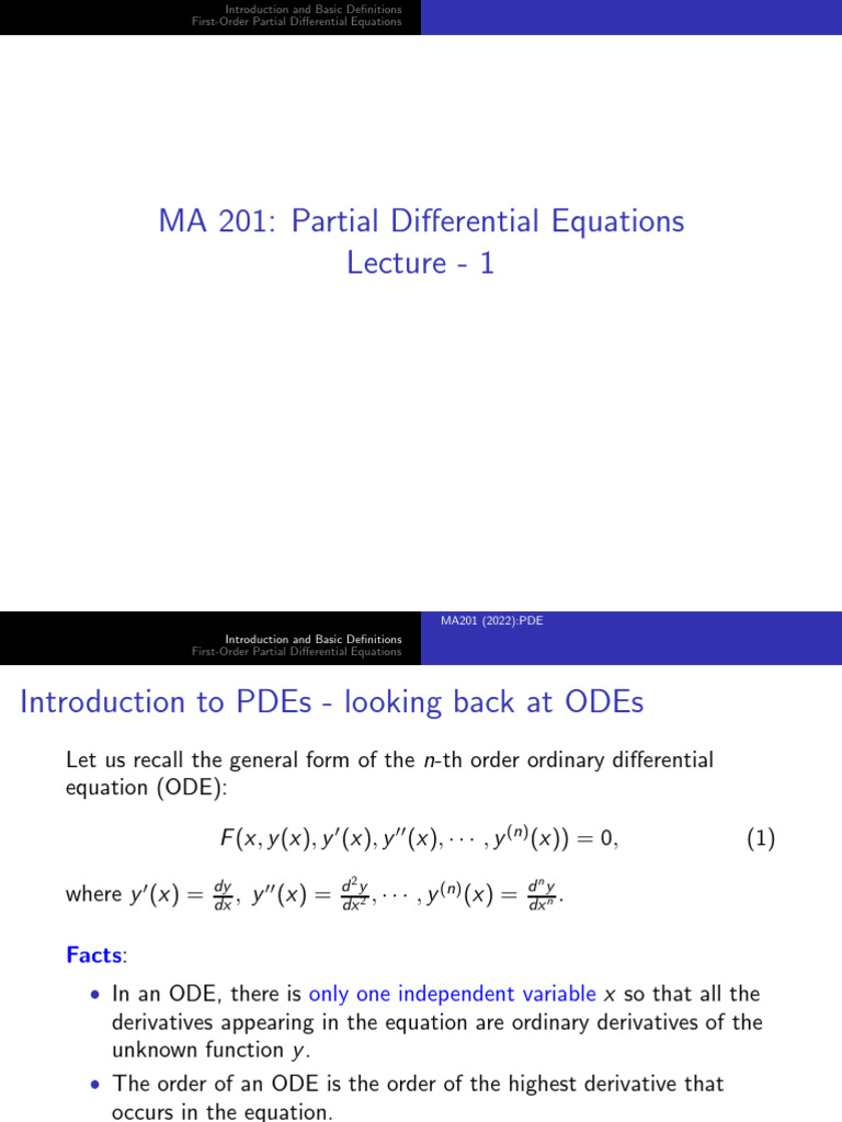 Lecture (1) | PDF | Partial Differential Equation | Differential Equations