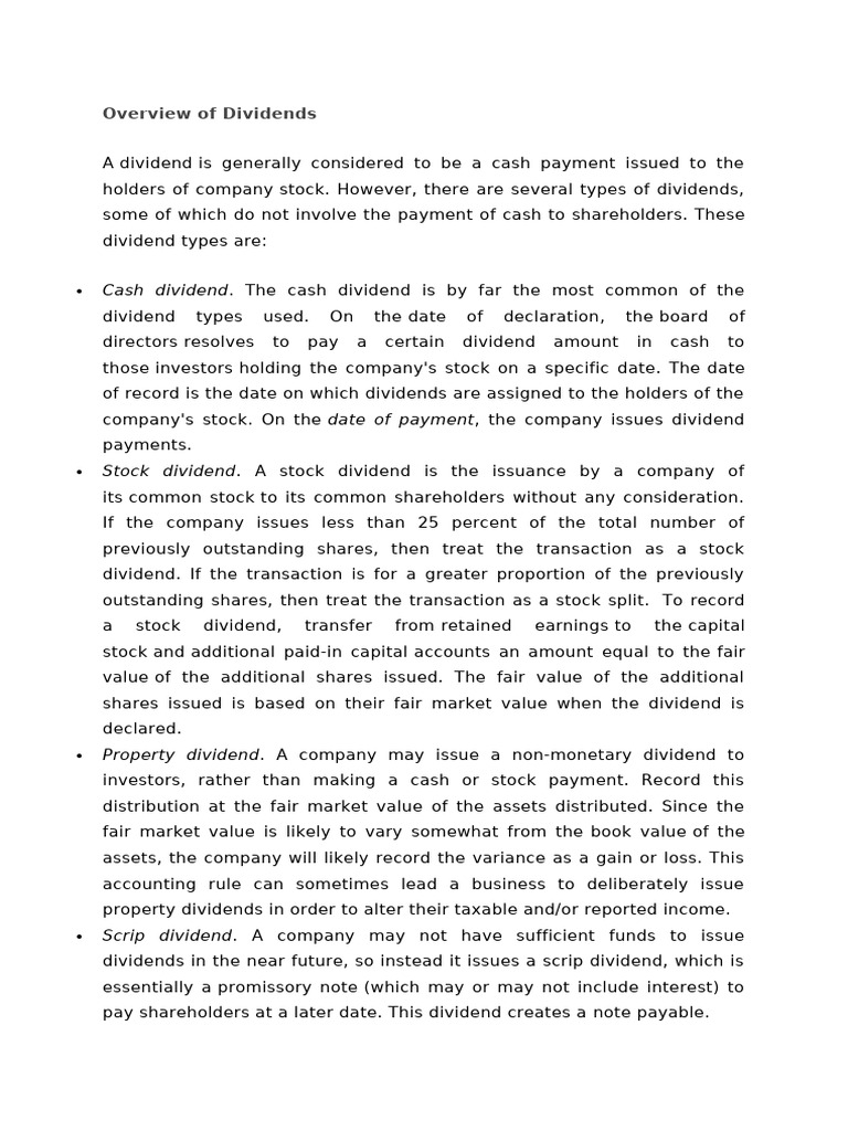 Types of Dividends Explained | PDF | Dividend | Debits And Credits