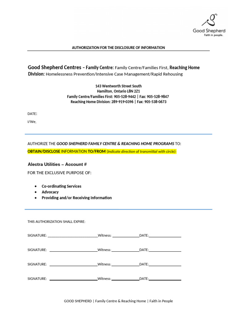 Good Shepherd Family Centre Authorization | PDF | Justice | Crime & Violence