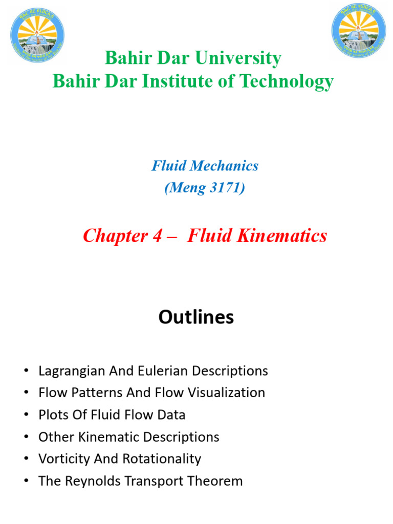 Ch 4 - Fluid Kinematics | PDF | Fluid Dynamics | Continuum Mechanics