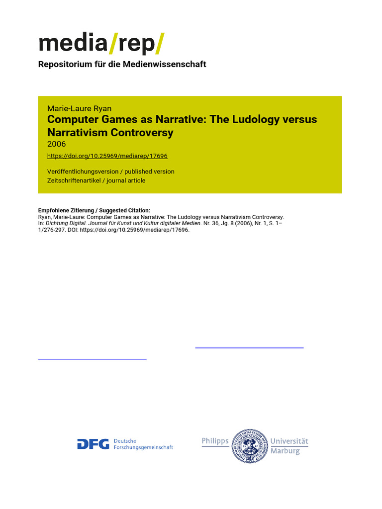 Dichtung-Digital 36-1-1+276-297 Ryan Computer Games Narrative | PDF ...