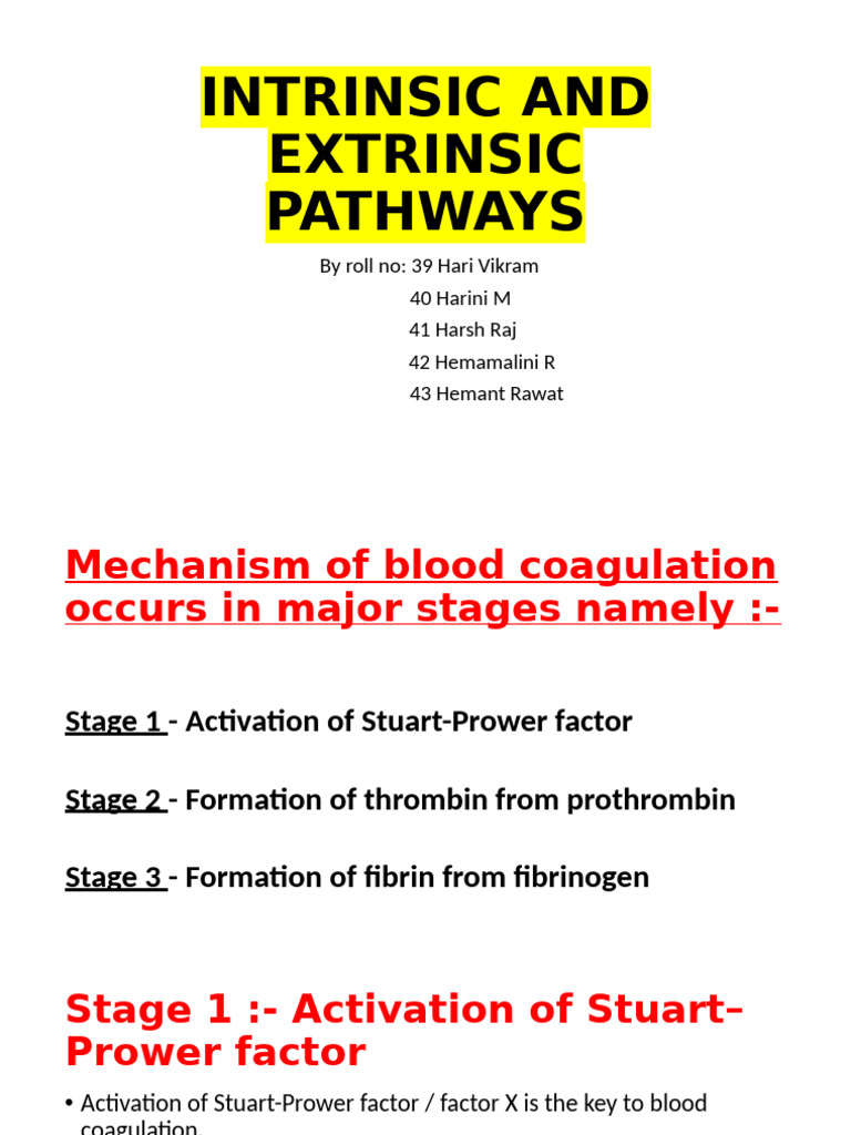 Intrinsic and Extrinsic Clotting Pathways | PDF | Coagulation ...