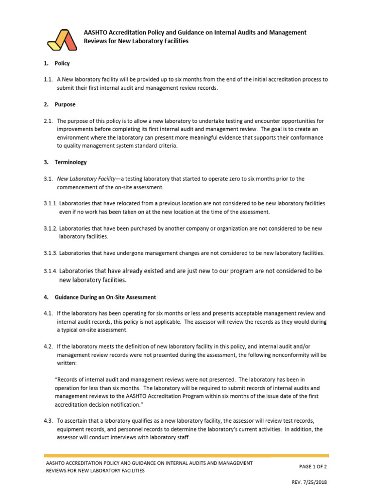 AASHTO Guidance for New Lab Audits | PDF | Audit | Laboratories