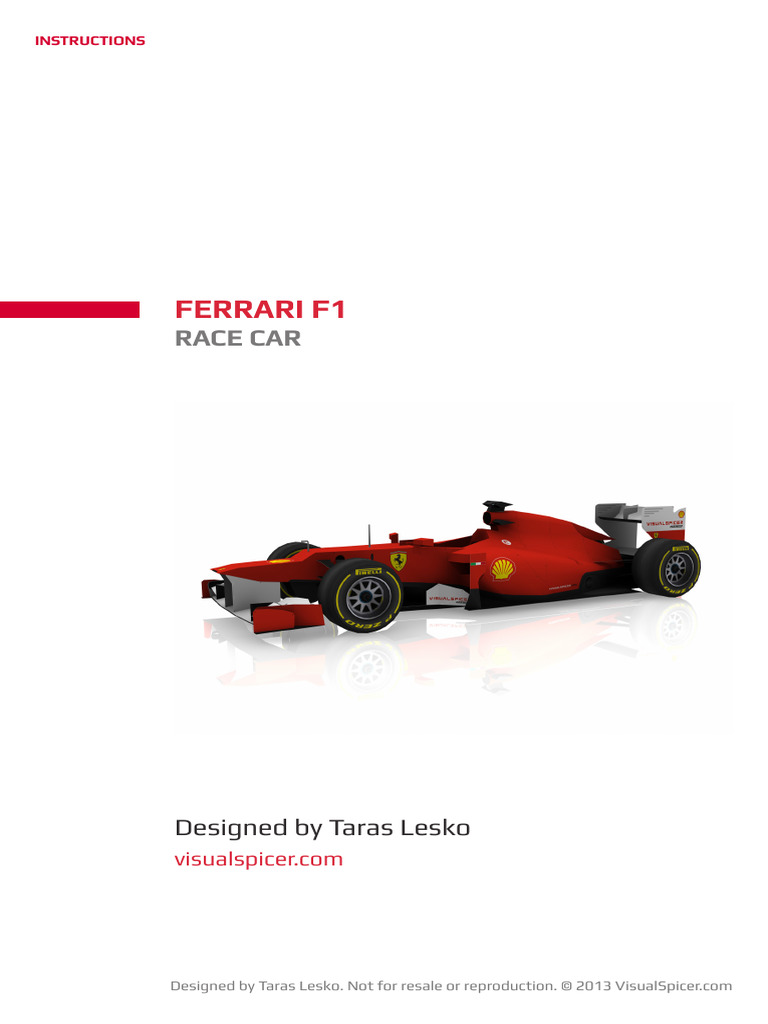 Ferrari F1 Papercraft Instructions | PDF | Motorsport | Motor Vehicle