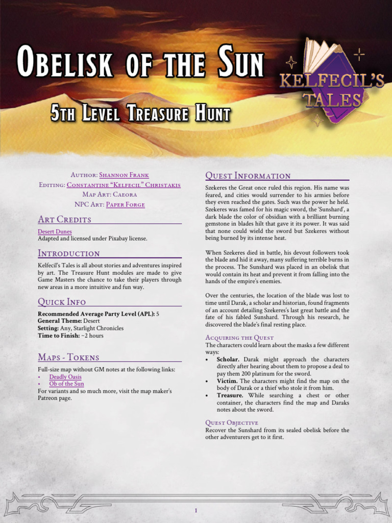 Treasure Hunt - Obelisk of The Sun - Level 5 | PDF | Copyright | License