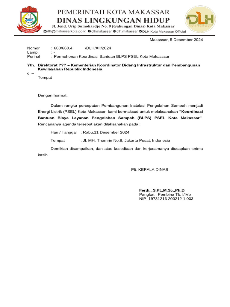 Surat Permohonan SPPD | PDF